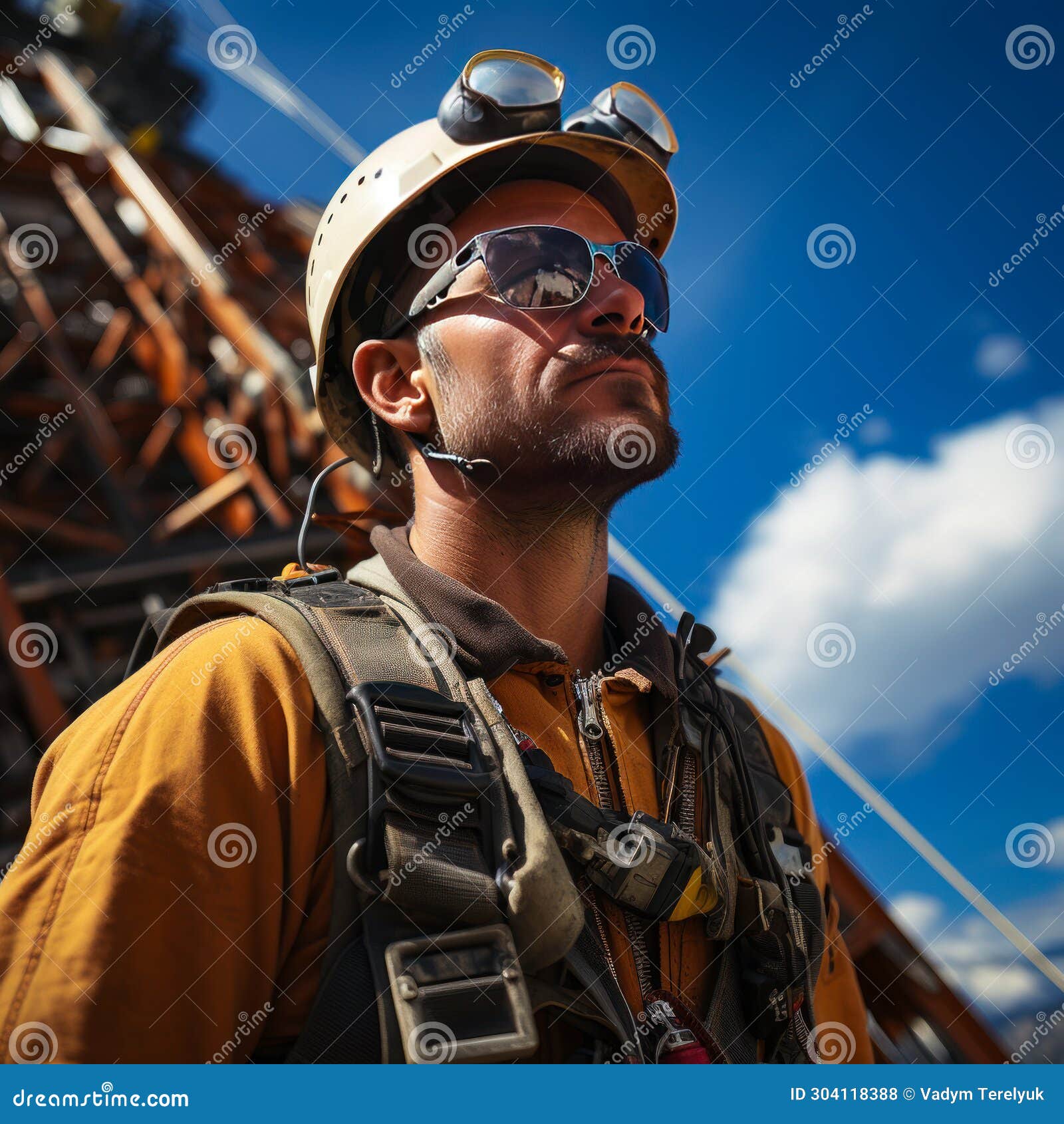 Portrait of Worker Man in Uniform. Engineer in Safety Uniform Working ...