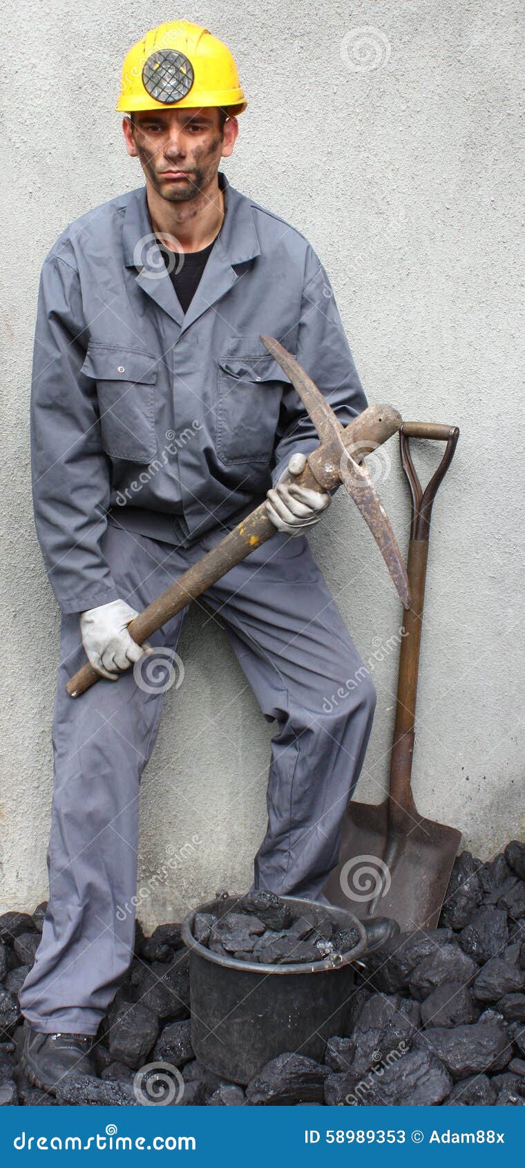 Portrait of the Worker Miner Stock Image - Image of dark, extract: 58989353
