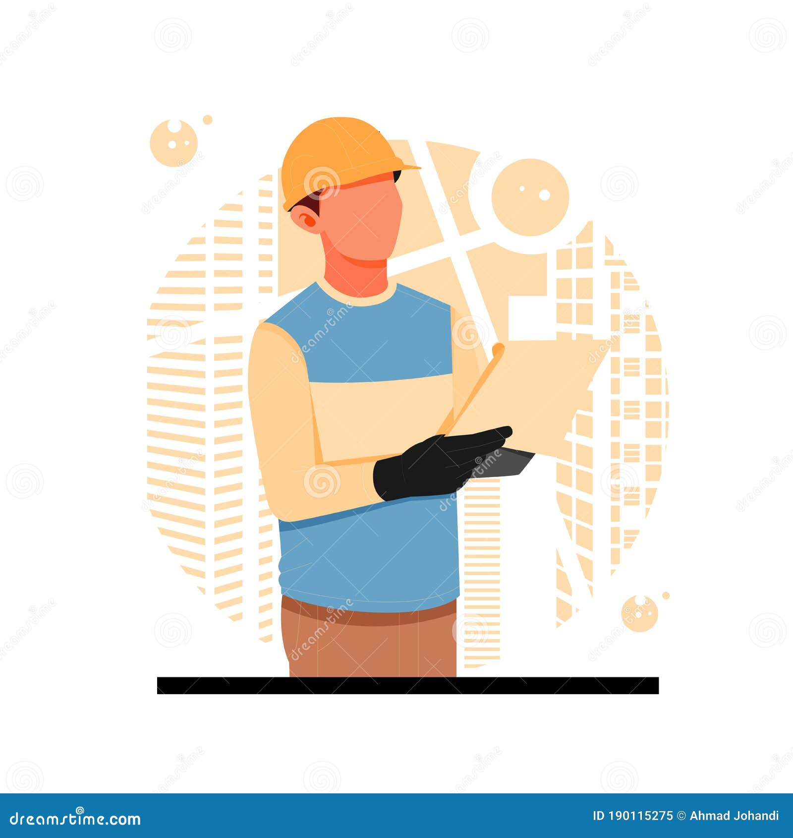 Portrait of Worker Posing Checking Reports, Flat Design Concept, Vector ...
