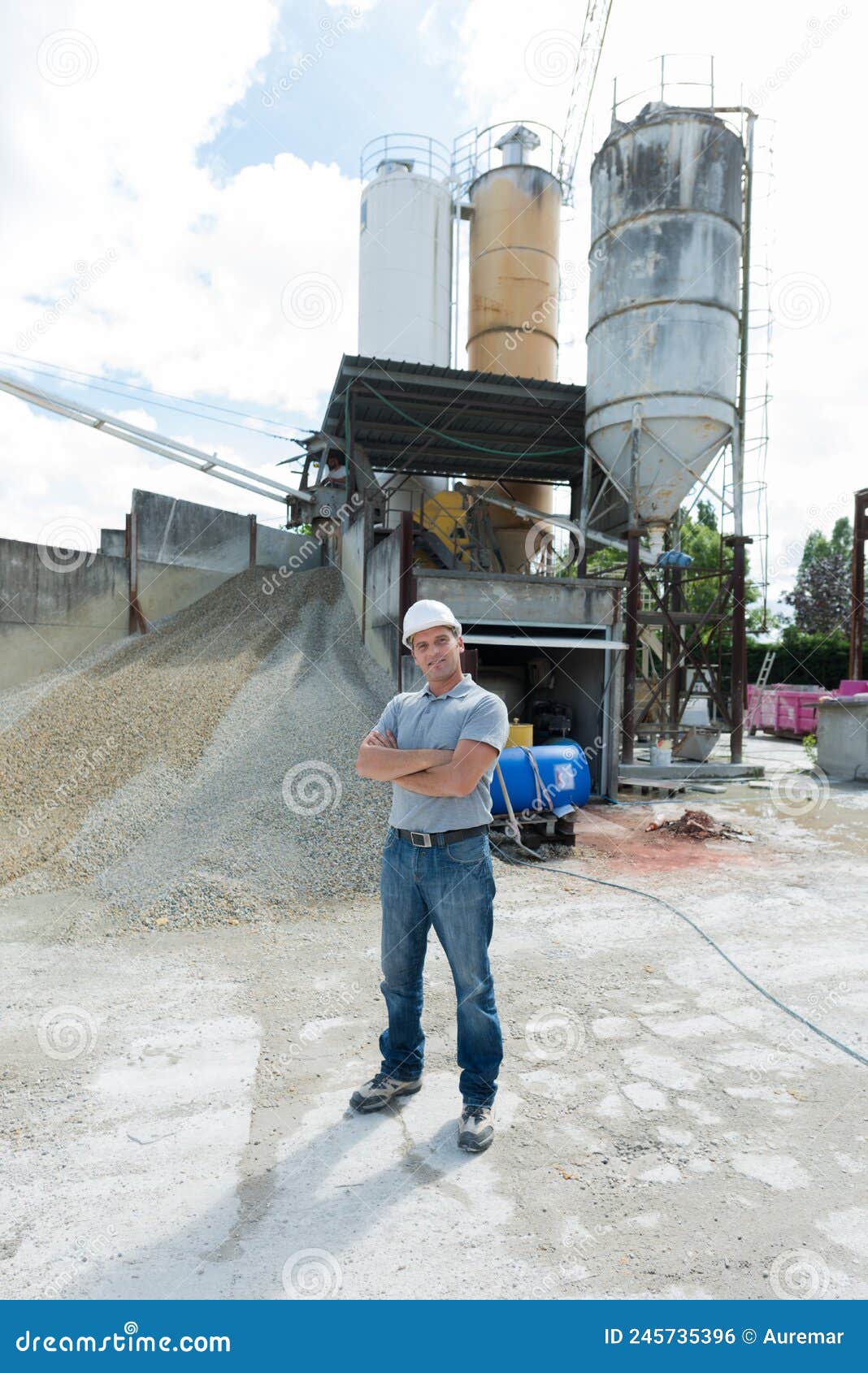 Portrait worker at quarry stock photo. Image of gravel - 245735396