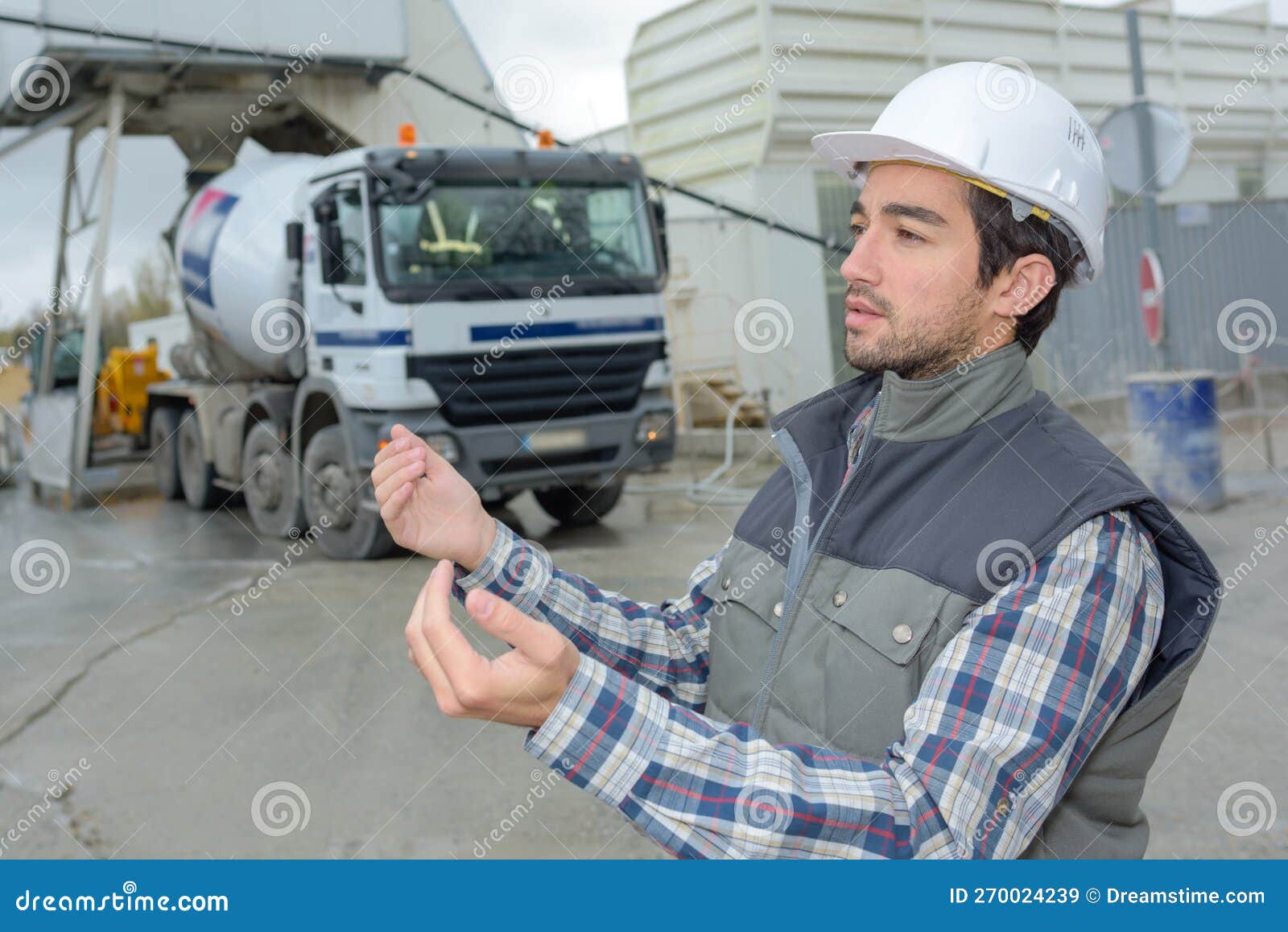 Portrait Worker Signaling Operator Stock Image - Image of construct ...