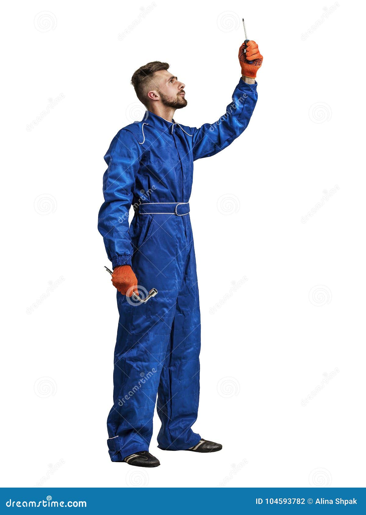 Portrait of a Worker on White Isolation Stock Photo - Image of engineer ...