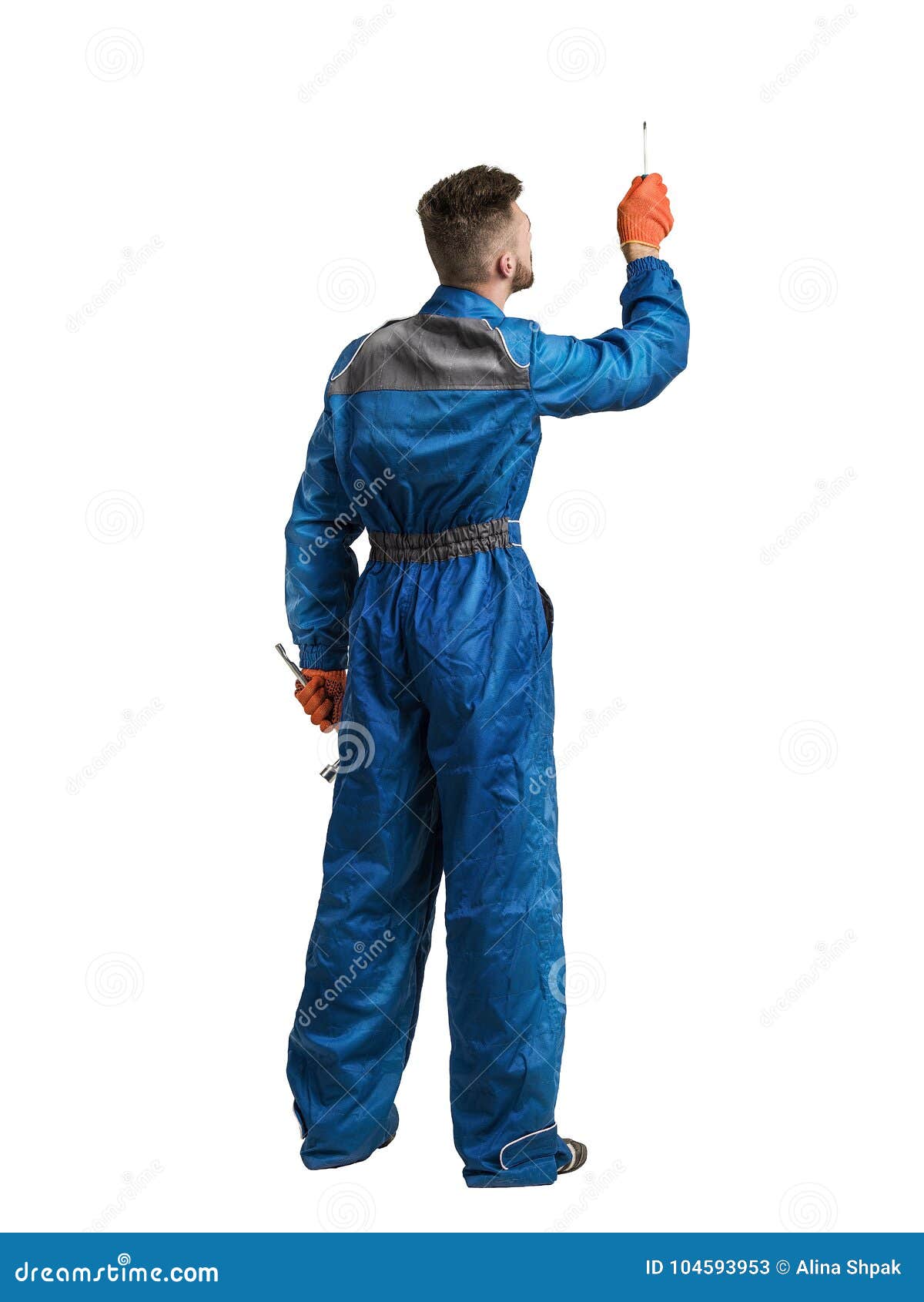 Portrait of a Worker on White Isolation Stock Image - Image of industry ...