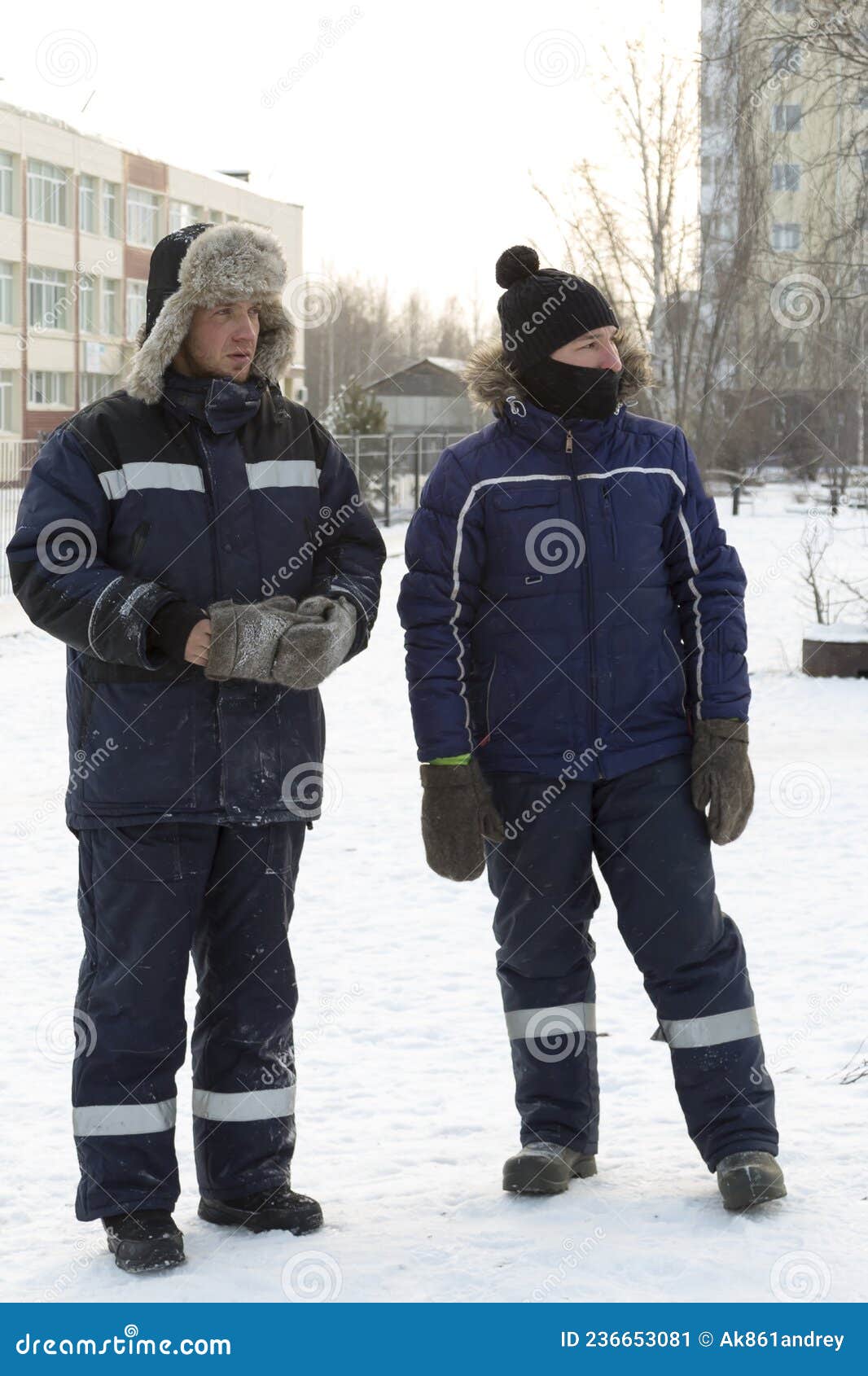 Two Workers at the Site of the Ice Camp Stock Image - Image of portrait ...