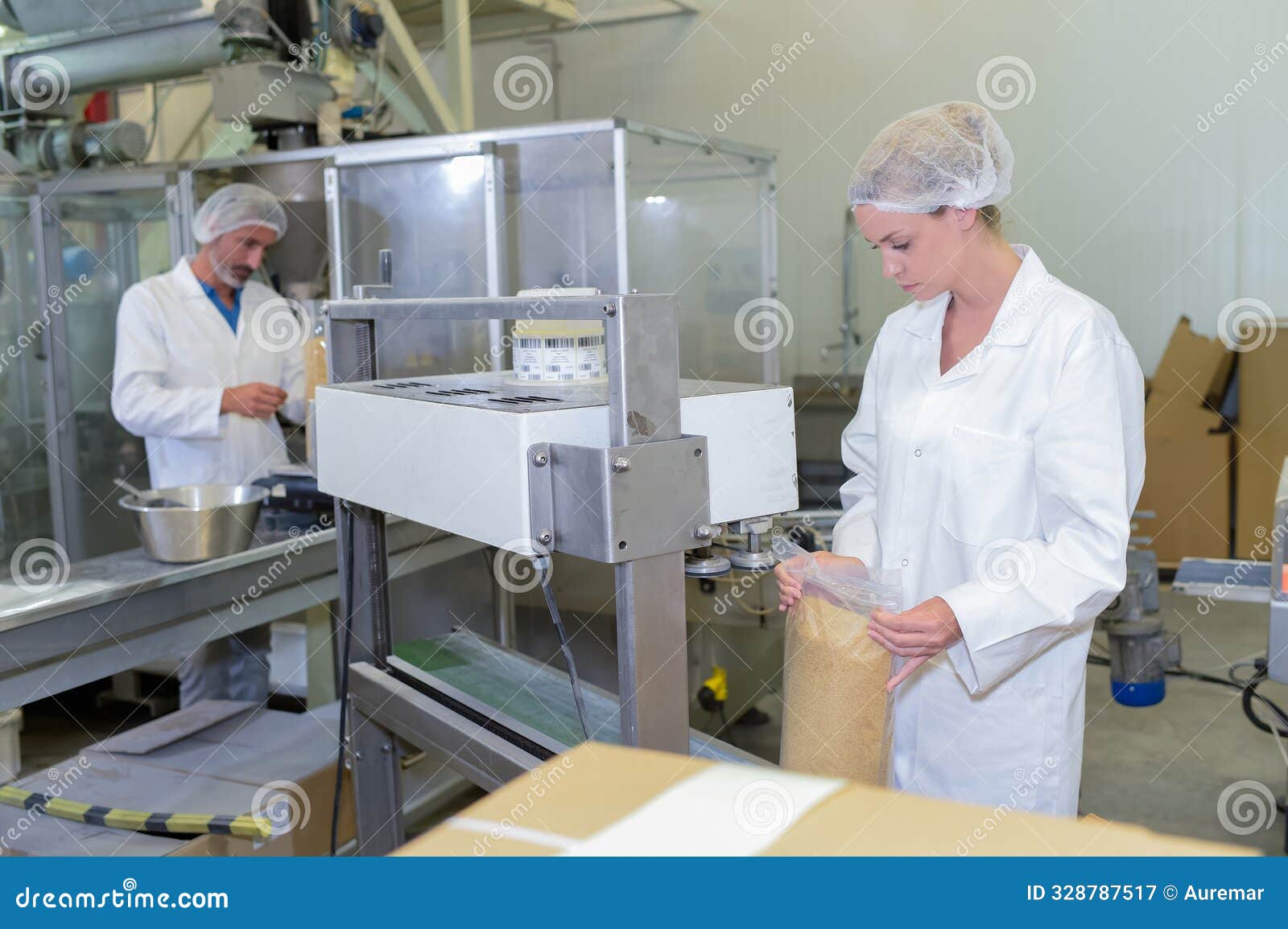 Portrait Workers Packaging Factory Stock Image - Image of trade ...