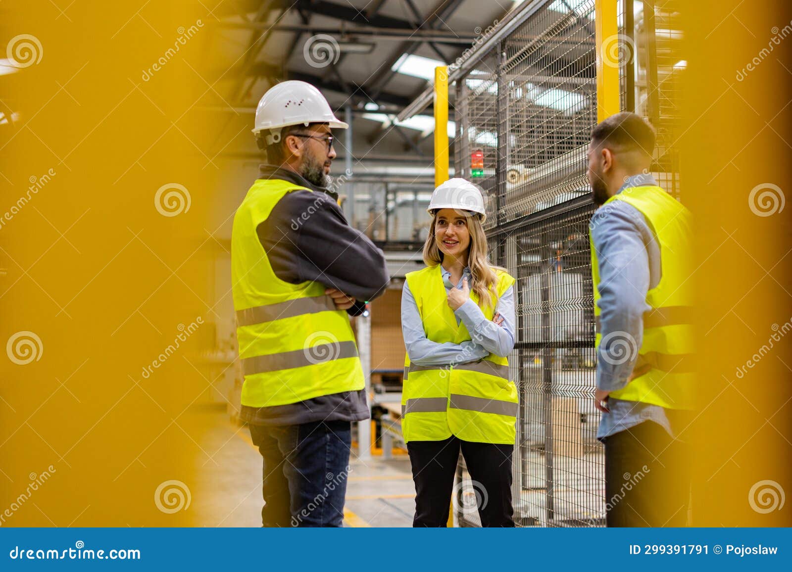 Portrait of Workers Taking Break from Work, Talking with Colleagues and ...