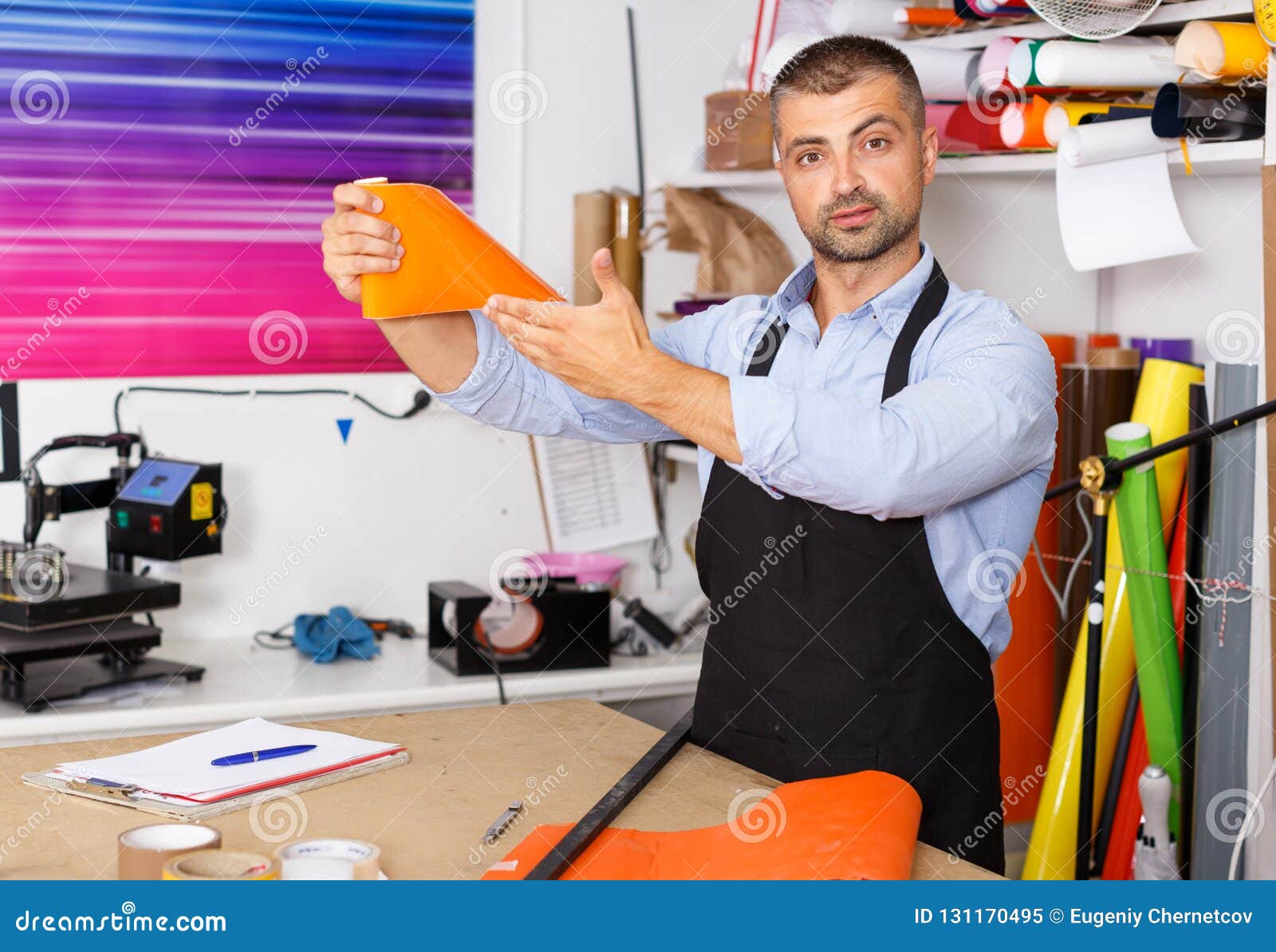 Portrait of a Working Man at Printer Studio Stock Image - Image of film ...