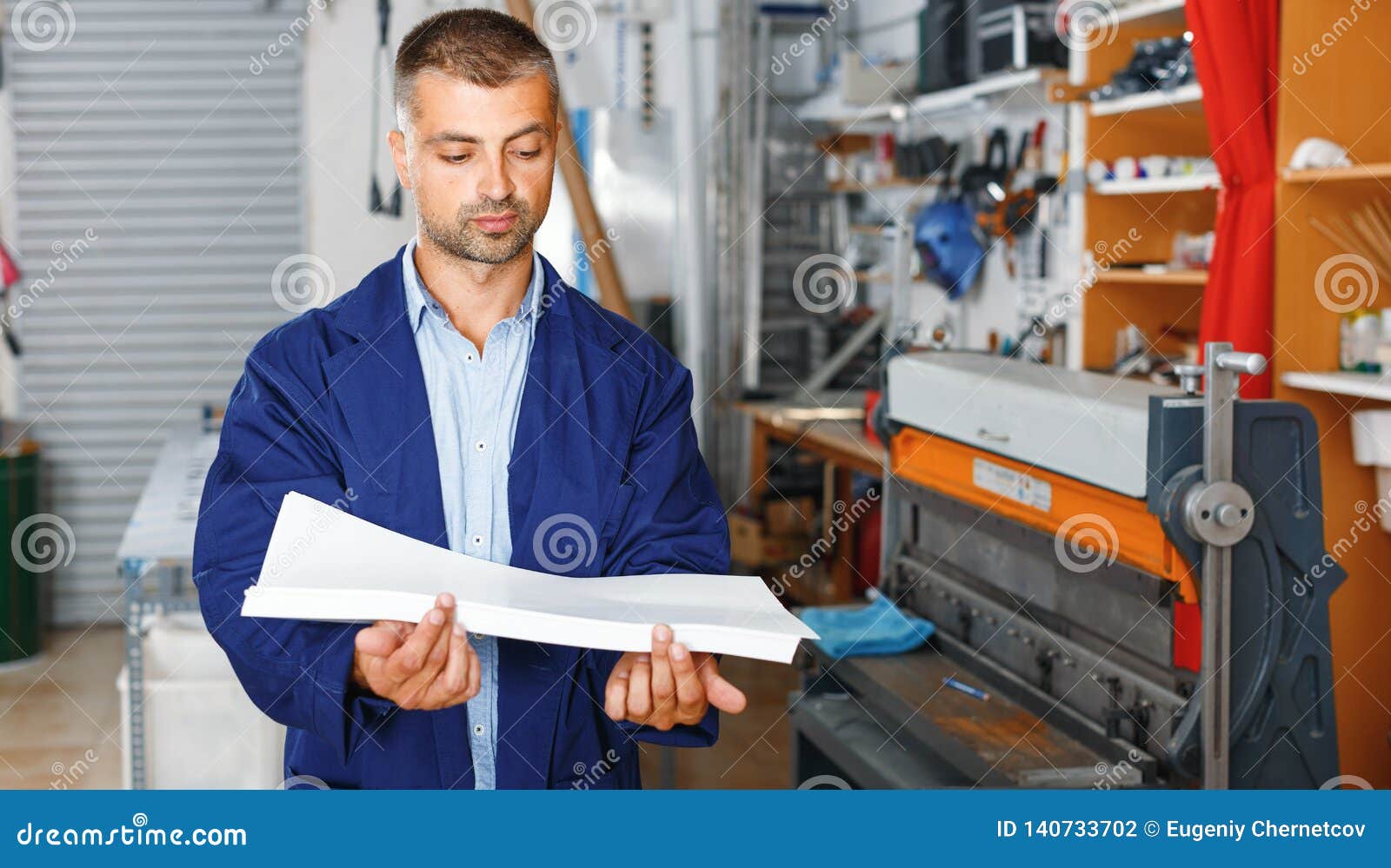 Portrait of a Working Man at Printer Studio Stock Photo - Image of ...
