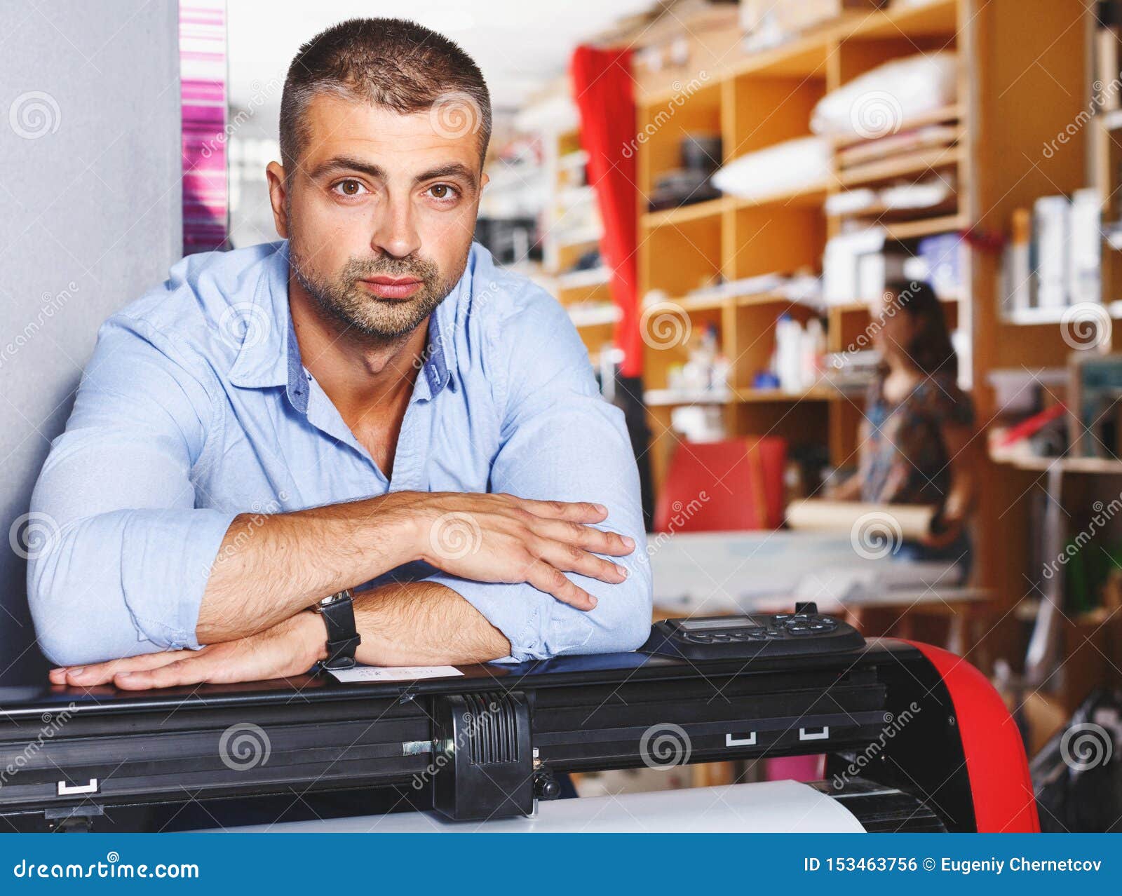 Portrait Working Man at Printer Studio Stock Photo - Image of hand ...