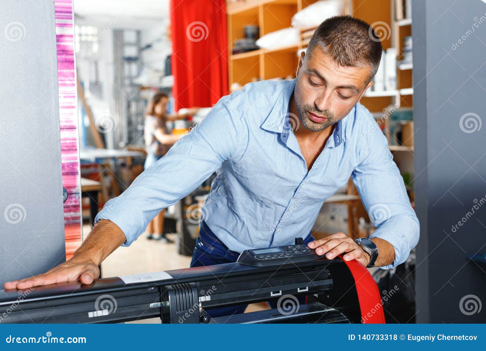 Portrait of a Working Man at Printer Studio Stock Photo - Image of ...