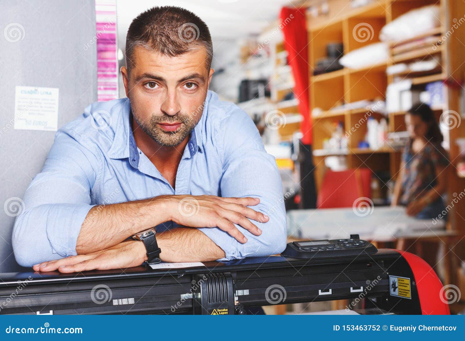 Portrait Working Man at Printer Studio Stock Photo - Image of design ...