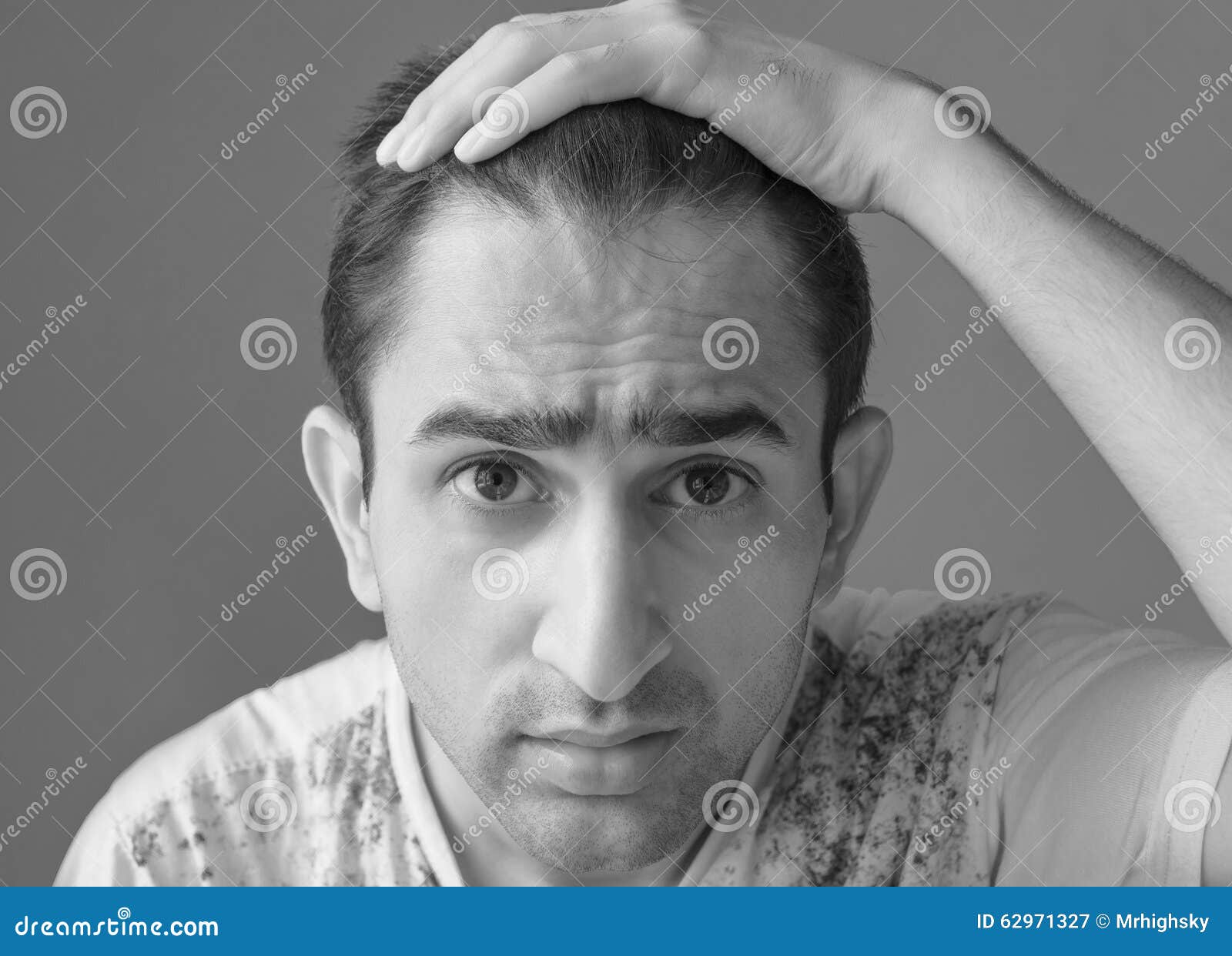 Portrait of a worried man stock image. Image of hand - 62971327