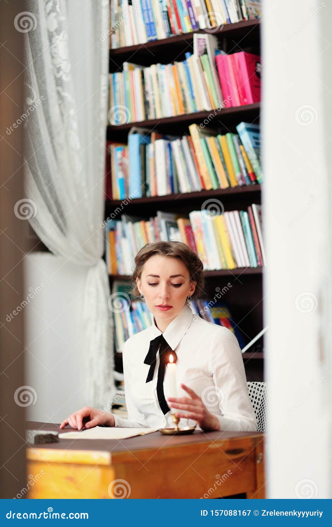 Portrait of a Writer in a Library Stock Image - Image of book ...