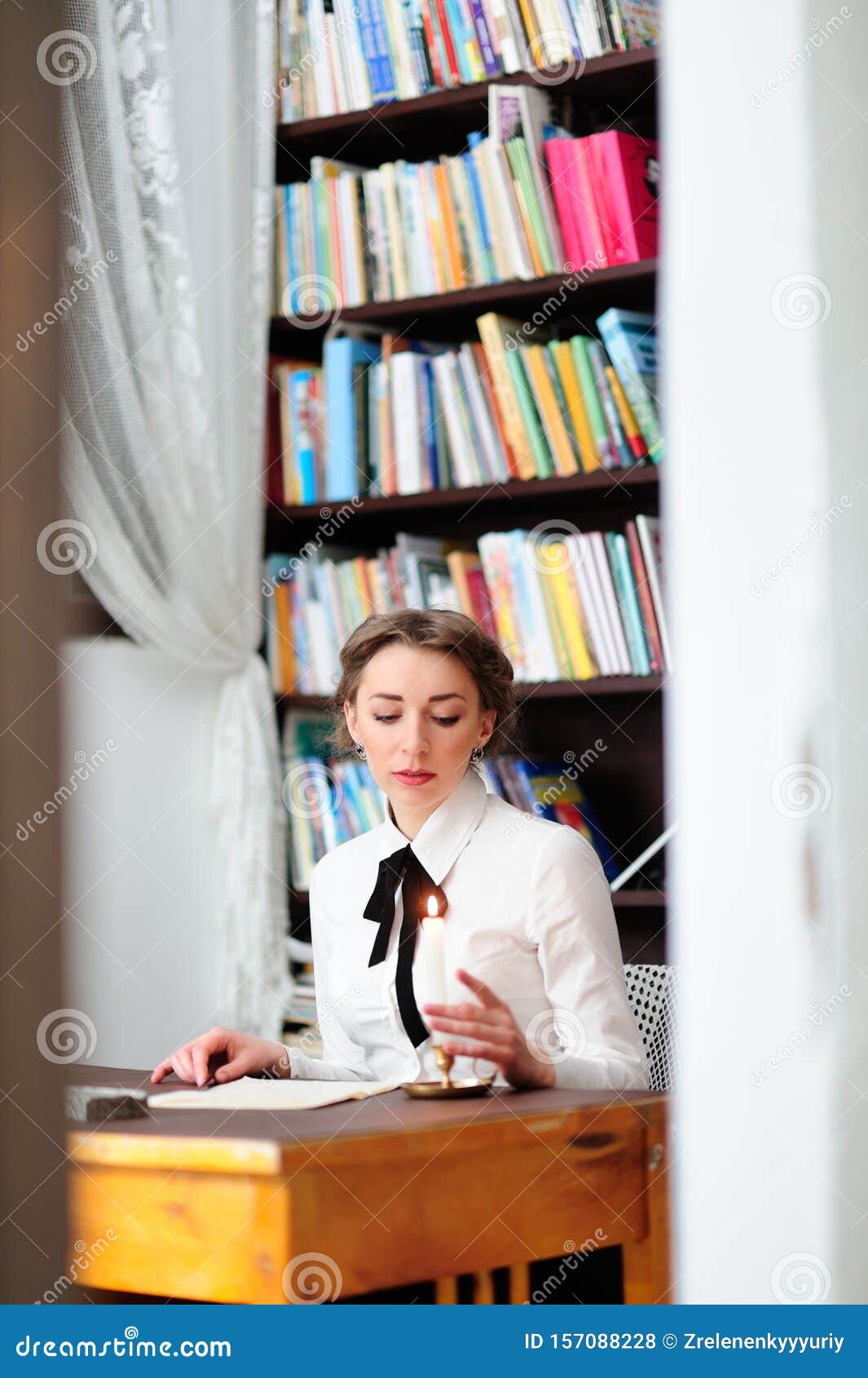 Portrait of a Writer in a Library Stock Photo - Image of creative ...