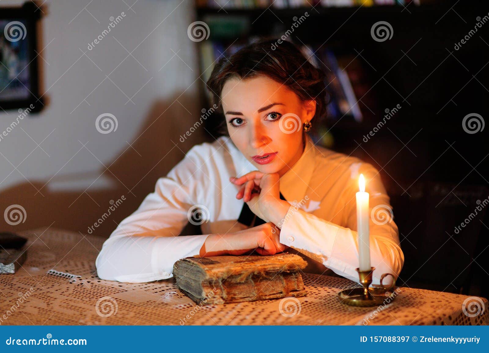Portrait of a Writer in a Library Stock Image - Image of freelance ...