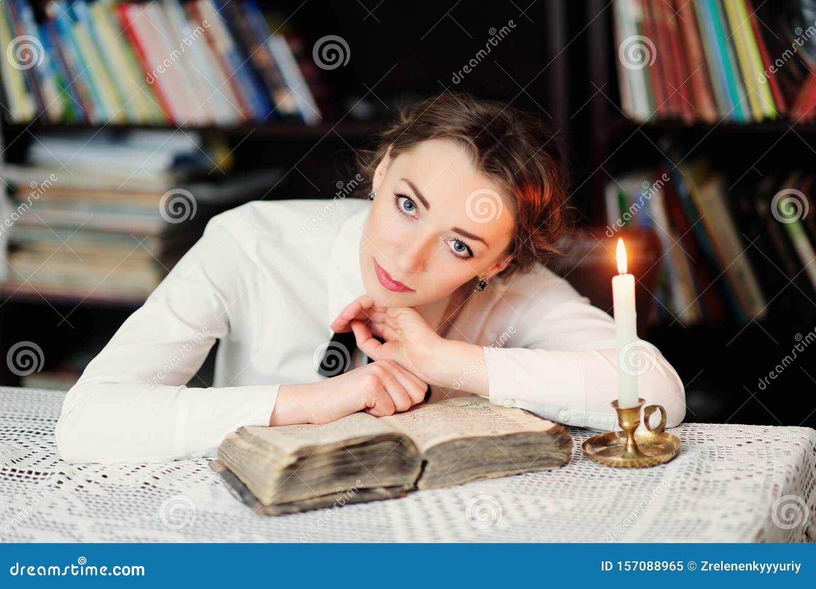 Portrait of a Writer in a Library Stock Image - Image of internet ...