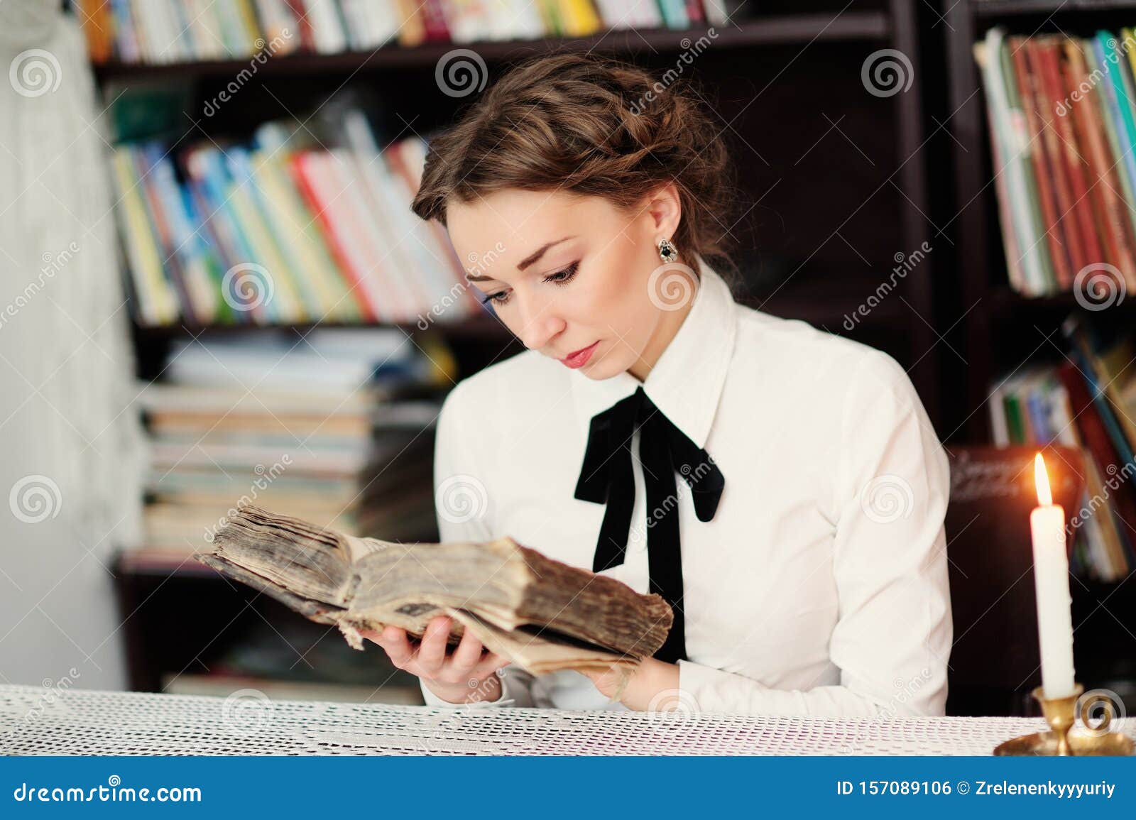 Portrait of a Writer in a Library Stock Photo - Image of capacity ...