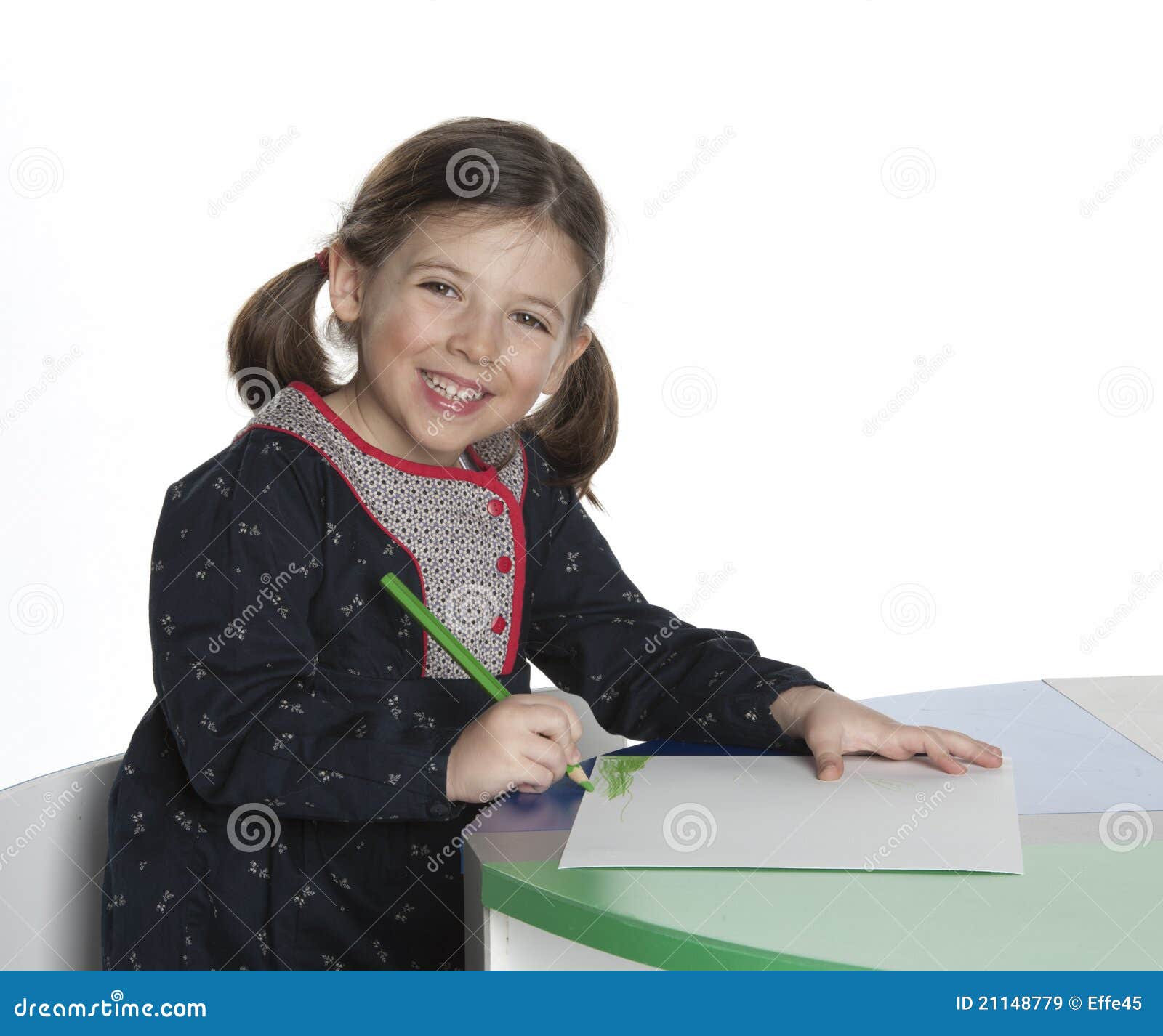 Portrait of writing girl stock image. Image of preschool - 21148779