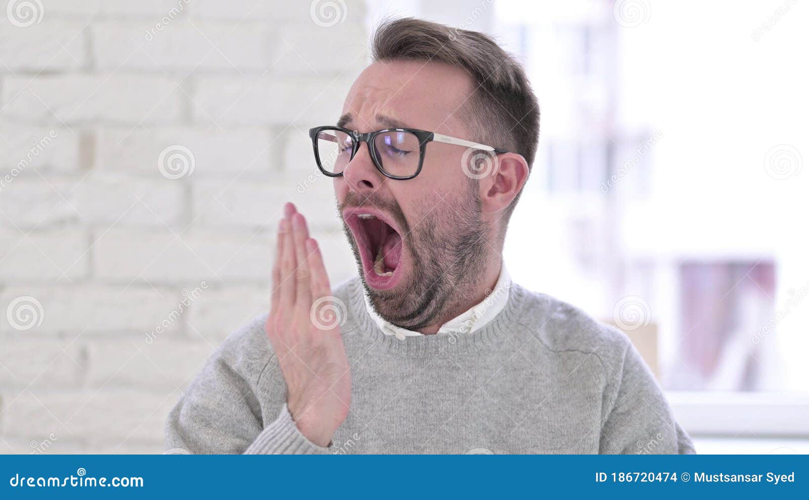 Portrait of Yawning Tired Creative Man Stock Photo - Image of muscle ...