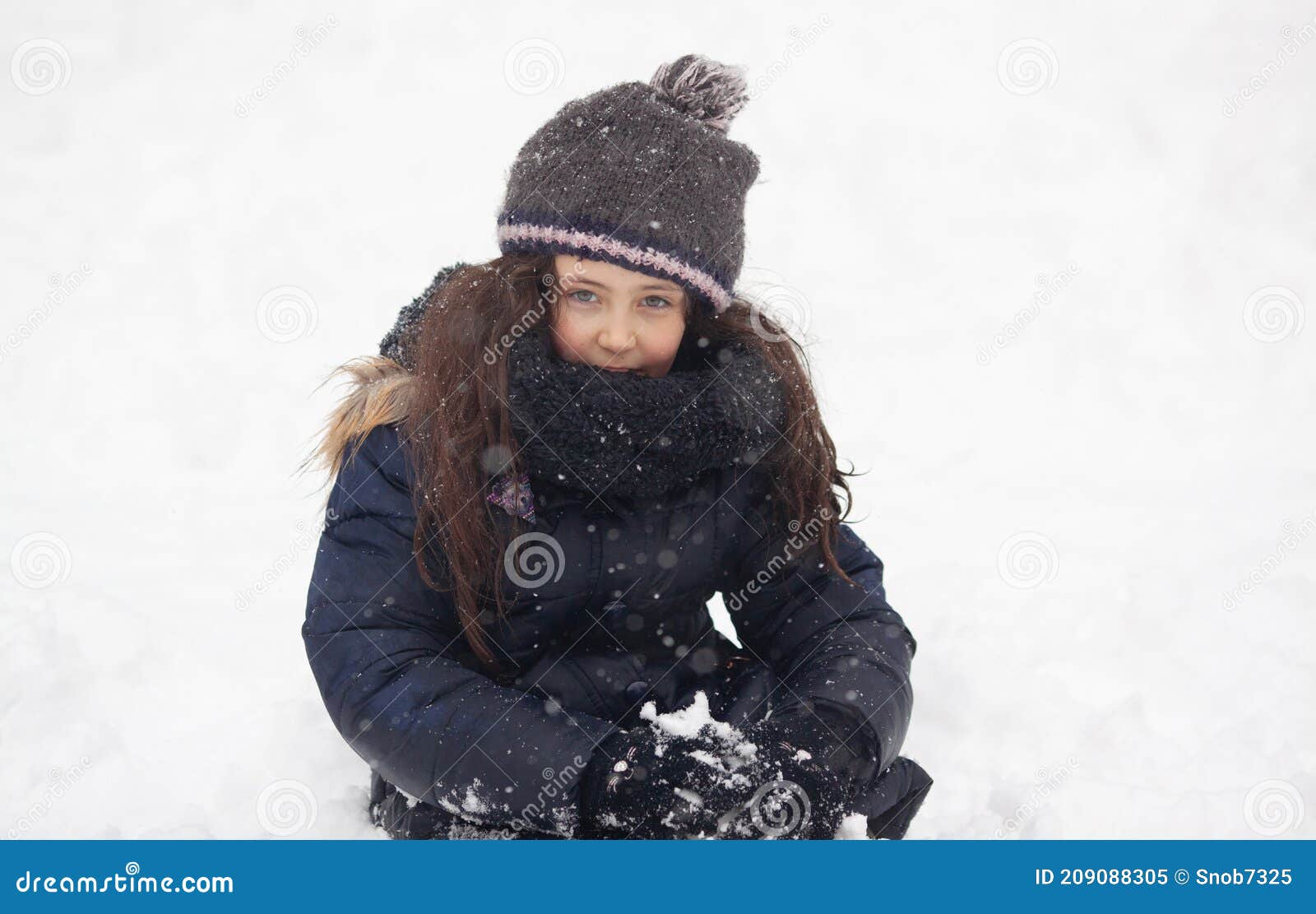 Portrait Of A 9 Years Old Girl On A Winter Walk Stock Image Image Of