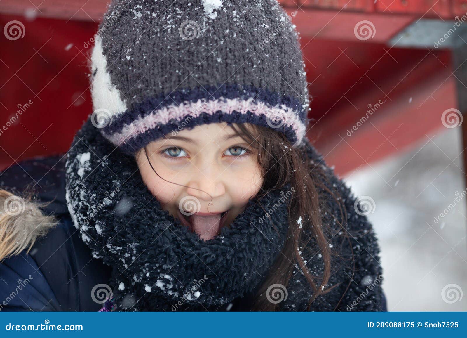Portrait Of A 9 Years Old Girl On A Winter Walk Stock Image Image Of