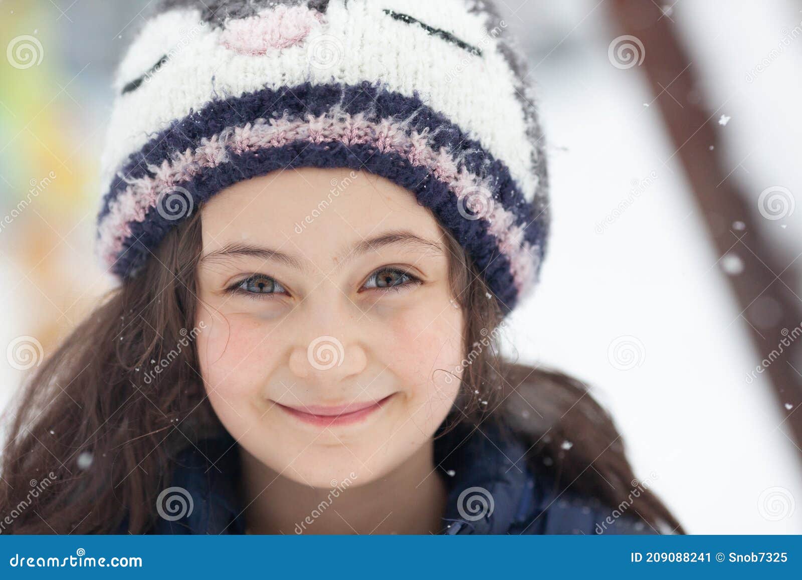 Portrait Of A 9 Years Old Girl On A Winter Walk Stock Image Image Of