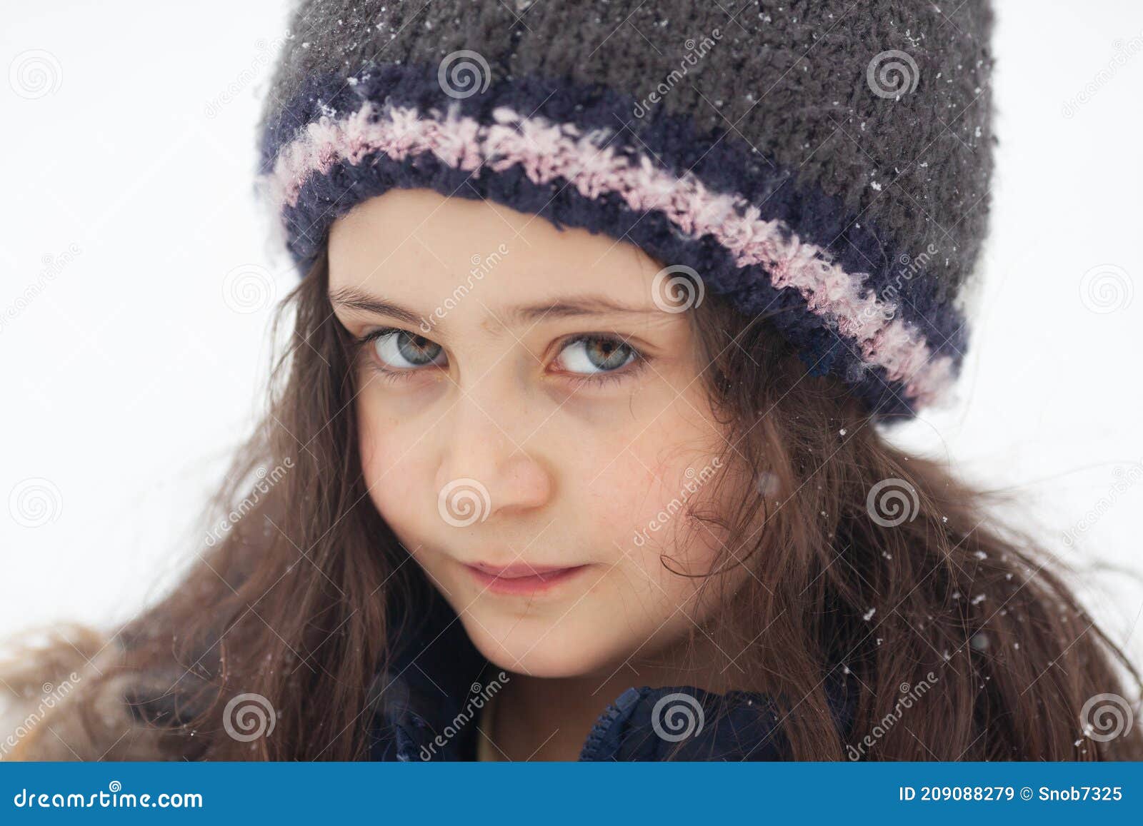 Portrait Of A 9 Years Old Girl On A Winter Walk Stock Image Image Of