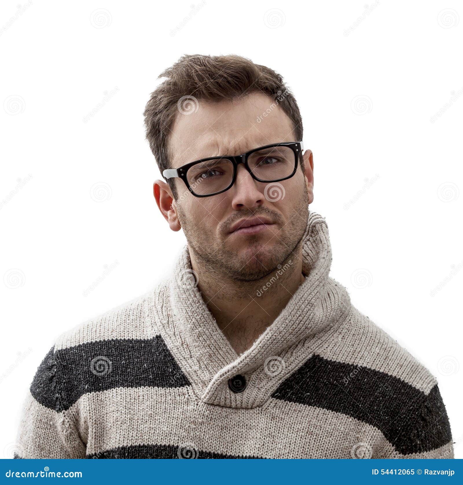 Portrait of a Yound Perplexed Man Stock Image - Image of aged, middle ...