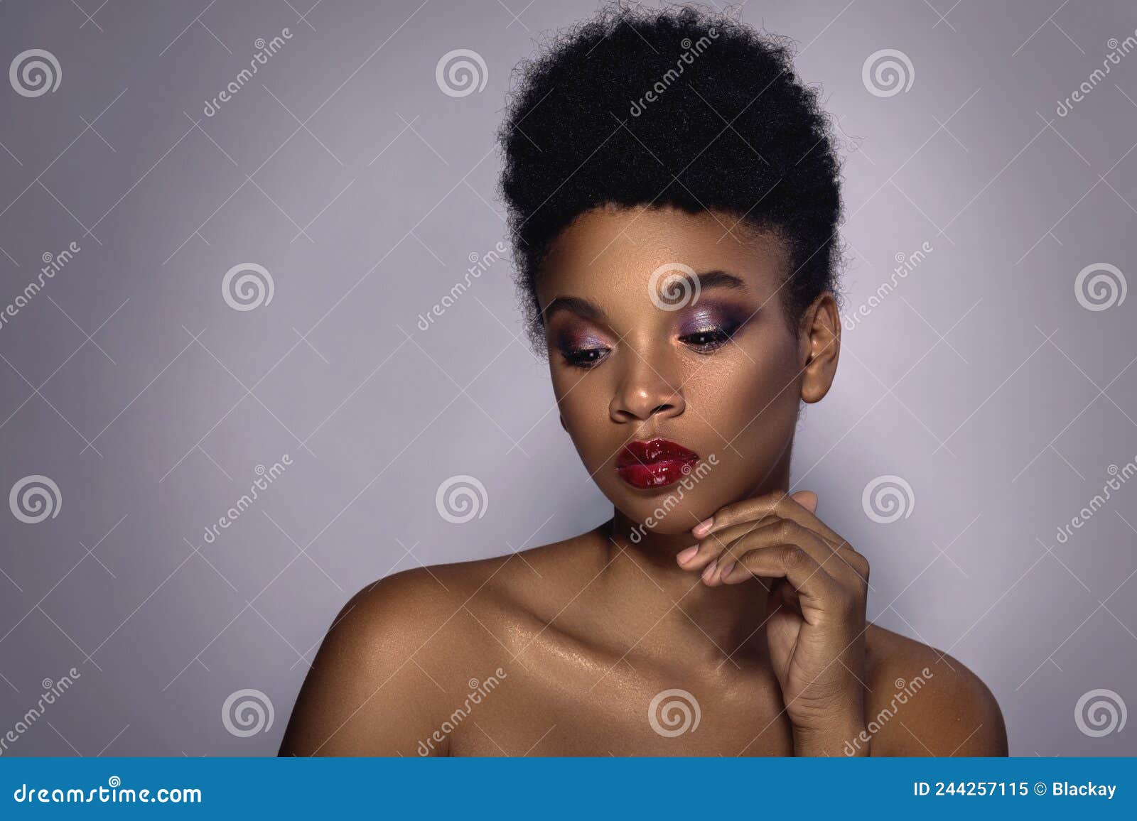 Young African Model with a Beautiful Makeup Stock Image - Image of lips ...