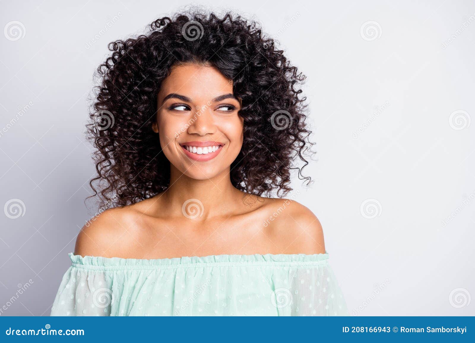 Portrait Of Young Afro Beautiful Smiling Cheerful Good Mood Girl Woman
