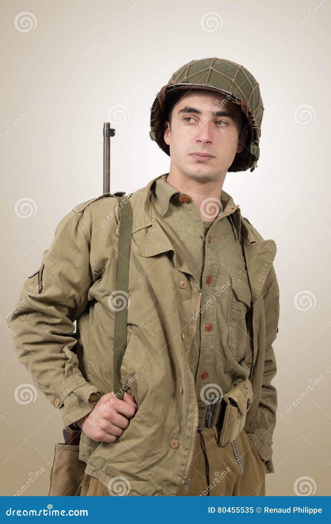 Portrait of Young American Soldier, Ww2 Stock Image - Image of uniform ...