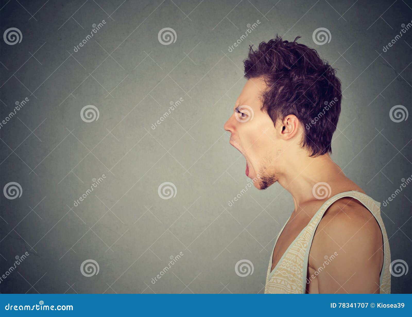 Portrait of Young Angry Man Screaming Stock Image - Image of space ...