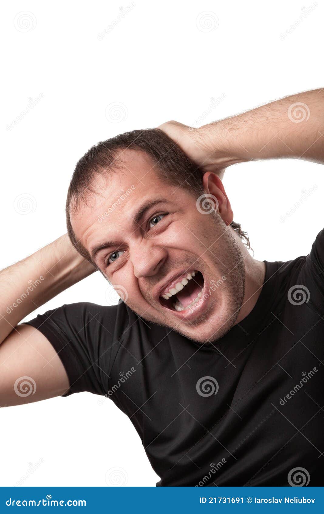 Portrait of Young Angry Man Sreaming Stock Image - Image of frustrated ...