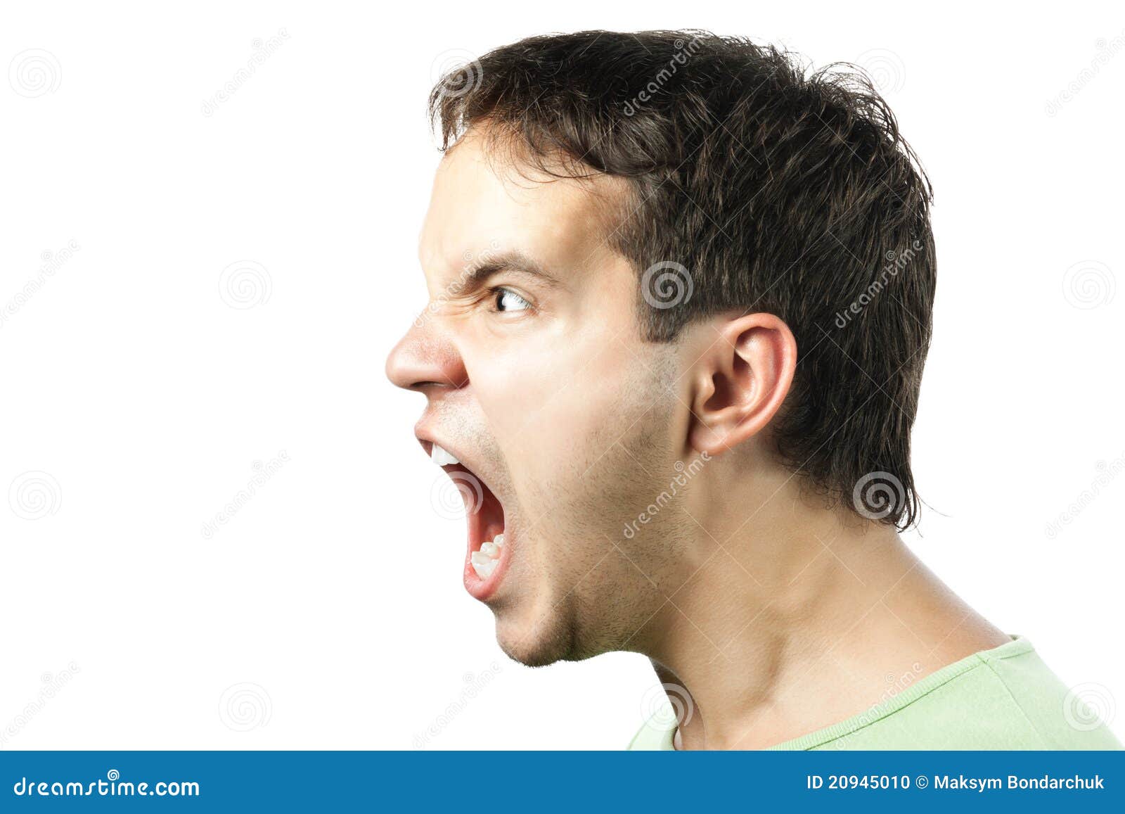 Portrait of Young Angry Man Sreaming Isolated Stock Photo - Image of ...