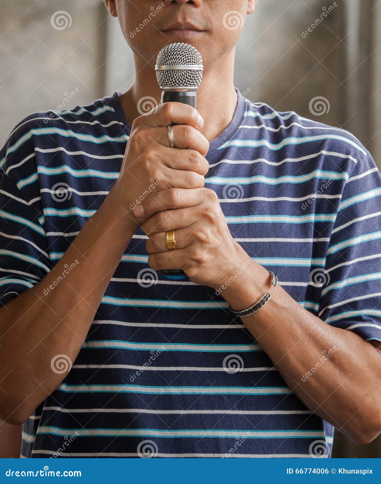 Portrait of Young Asian Man and Microphone in Hand Stock Photo - Image ...
