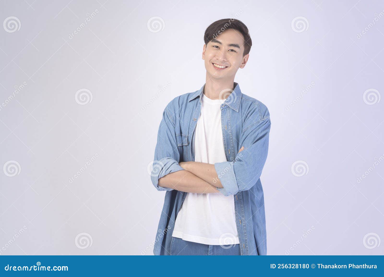 Portrait of Young Asian Man Over White Background Studio Stock Photo ...