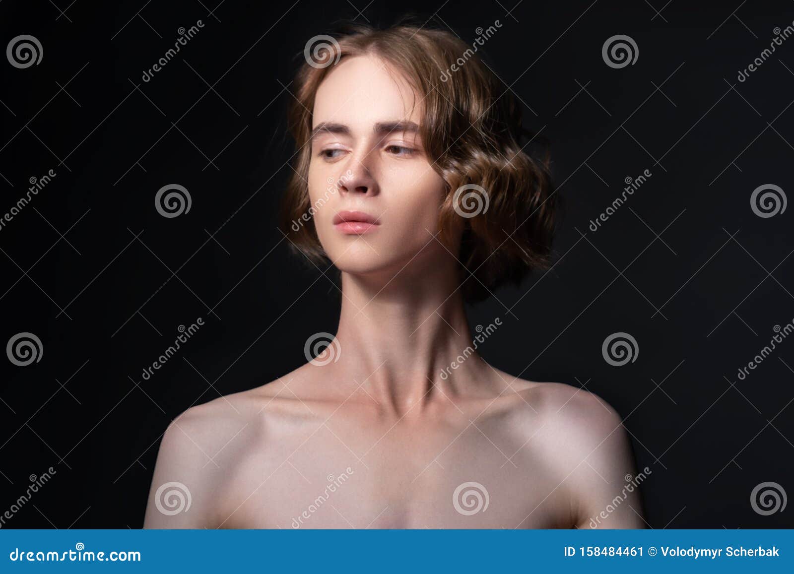 Portrait of a Young Attractive Man. Androgyn Model. Stock Image - Image ...