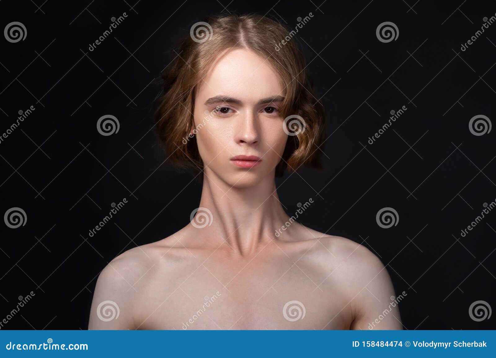 Portrait of a Young Attractive Man. Androgyn Model. Stock Photo - Image ... Portrait of a Young Attractive Man. Androgyn Model. Stock Photo - Image ...
