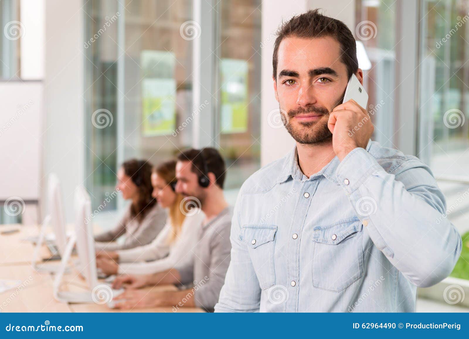 Portrait of a Young Attractive Man at Work Stock Photo - Image of ...