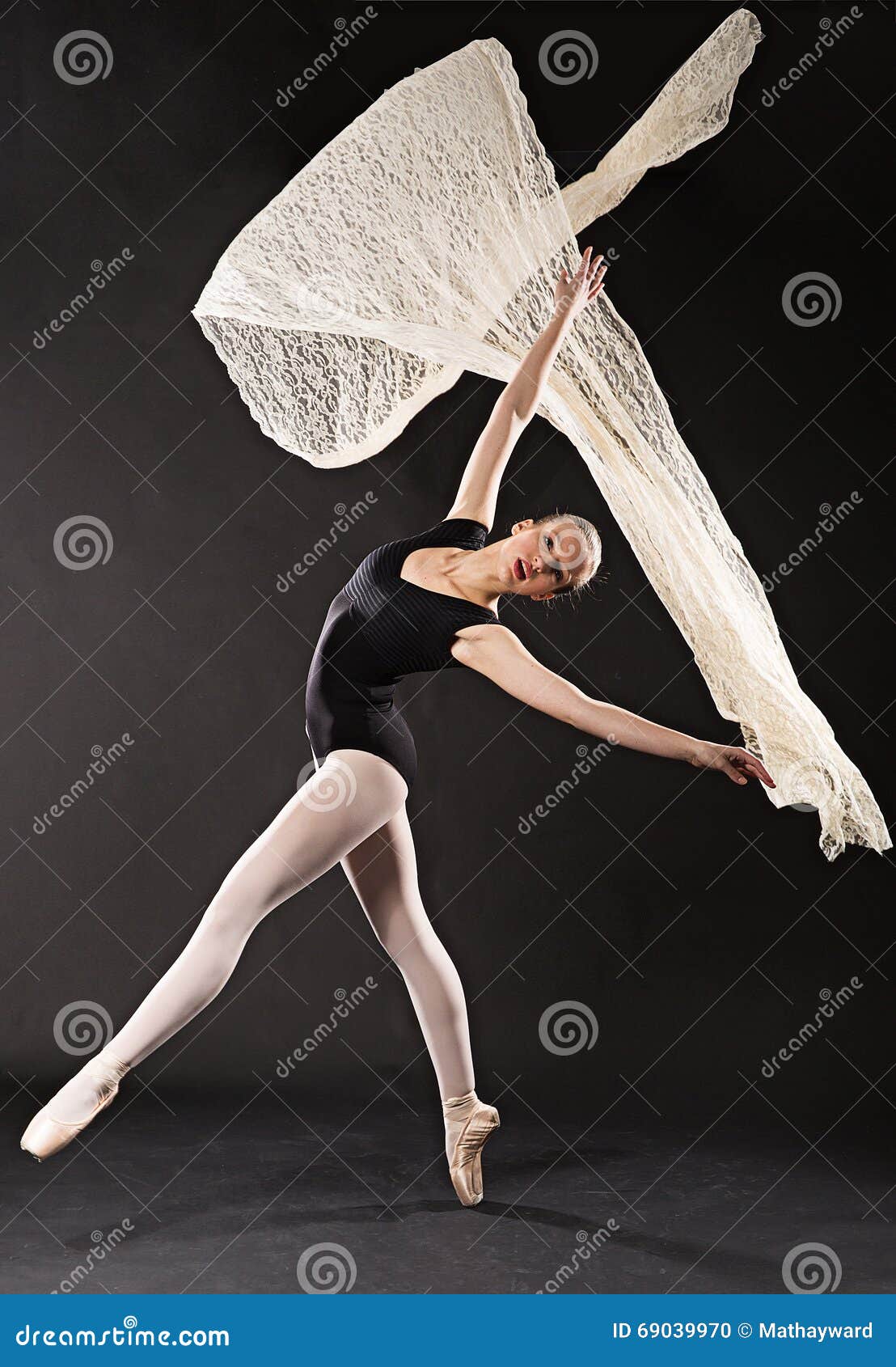 Portrait of Young Ballet Dancer with Flying Lace Stock Photo - Image of ...
