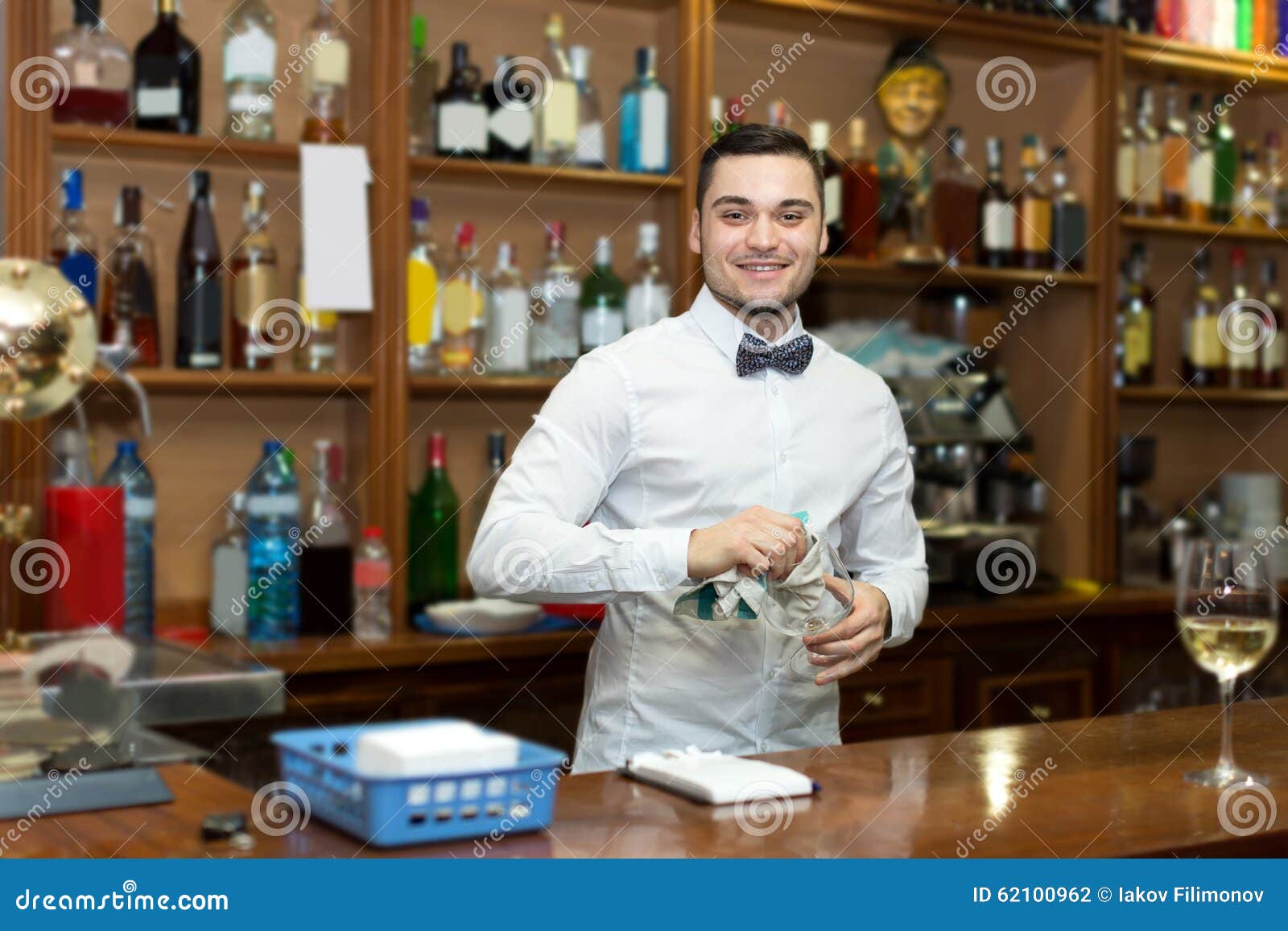 Portrait of young barman stock photo. Image of night - 62100962