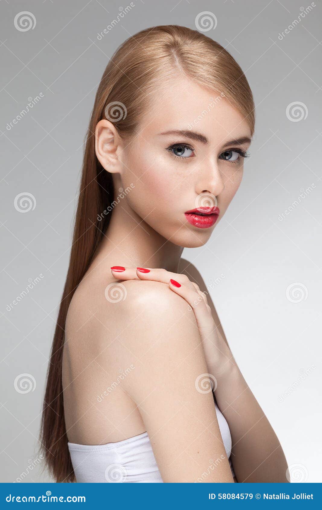 Portrait Of Young Beautiful Attractive Girl Model With Natural Fresh