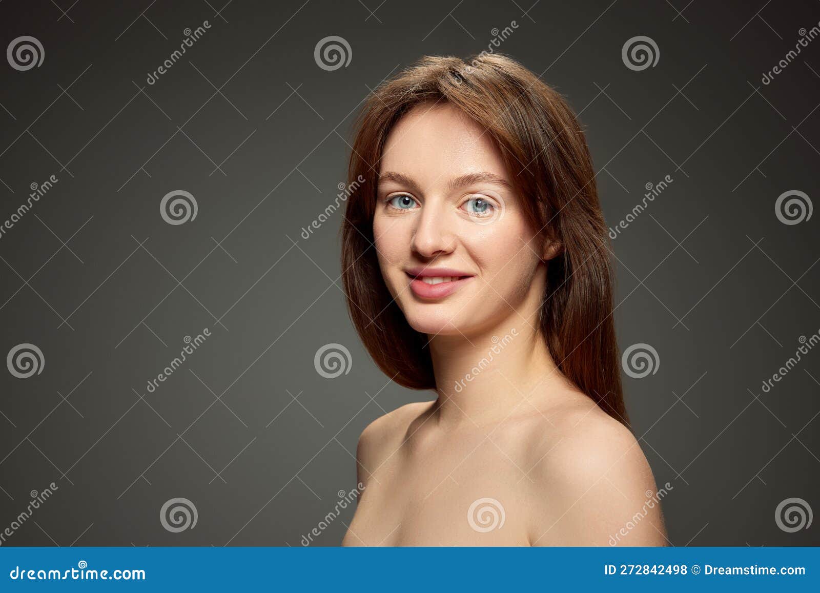 Portrait Of Young Beautiful Blue Eyed Girl With Spotless Clear Face