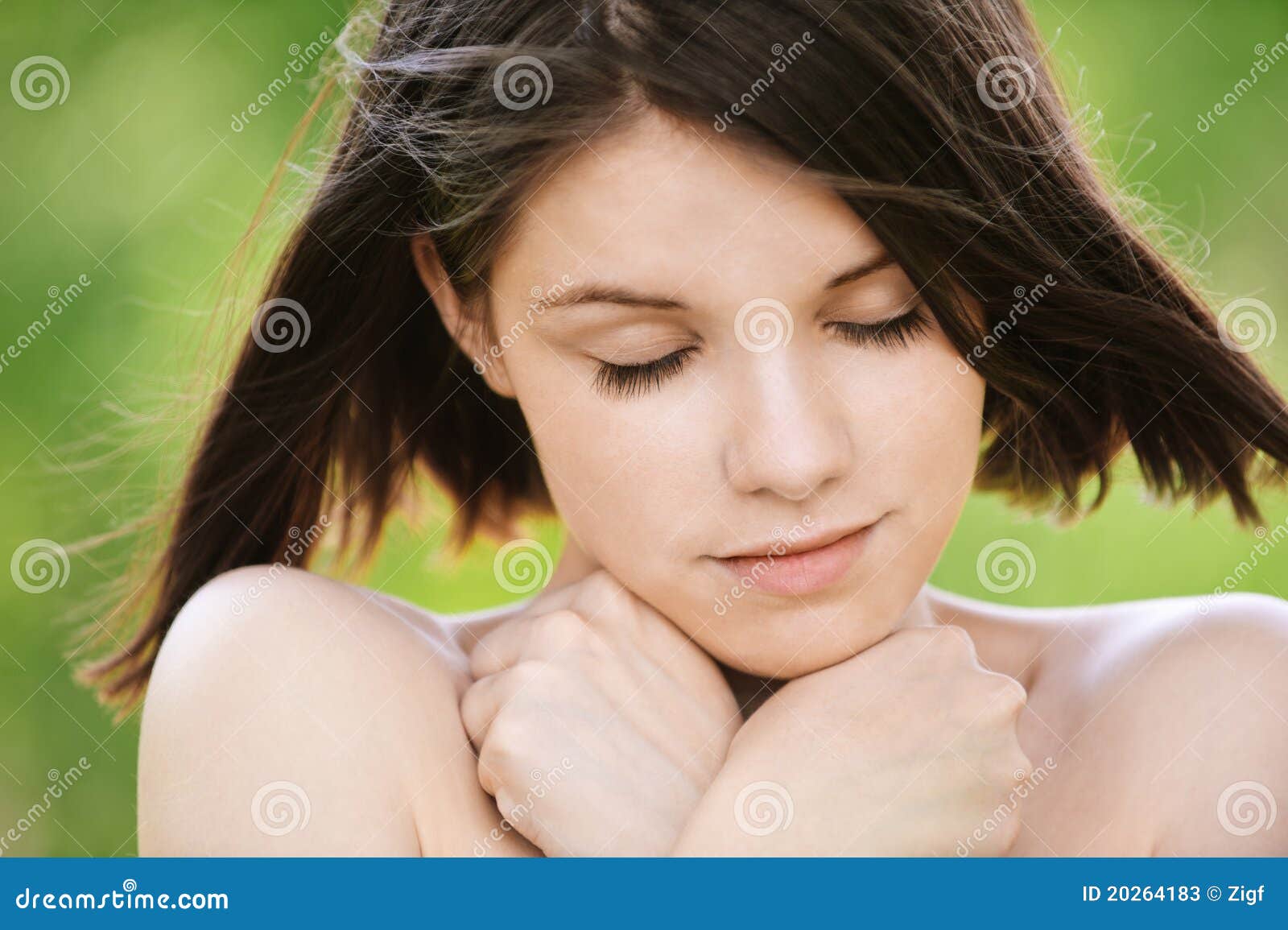 Portrait of Young Beautiful Calm Stock Image - Image of dreamy, outside ...