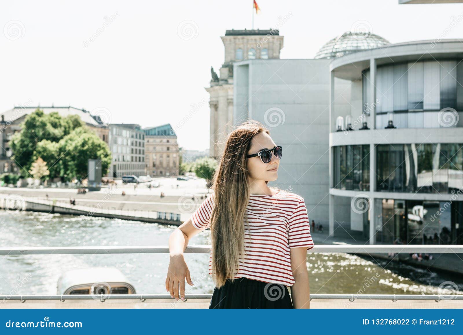 Portrait Of A Young Beautiful Girl On The Street Of Berlin Lifestyle