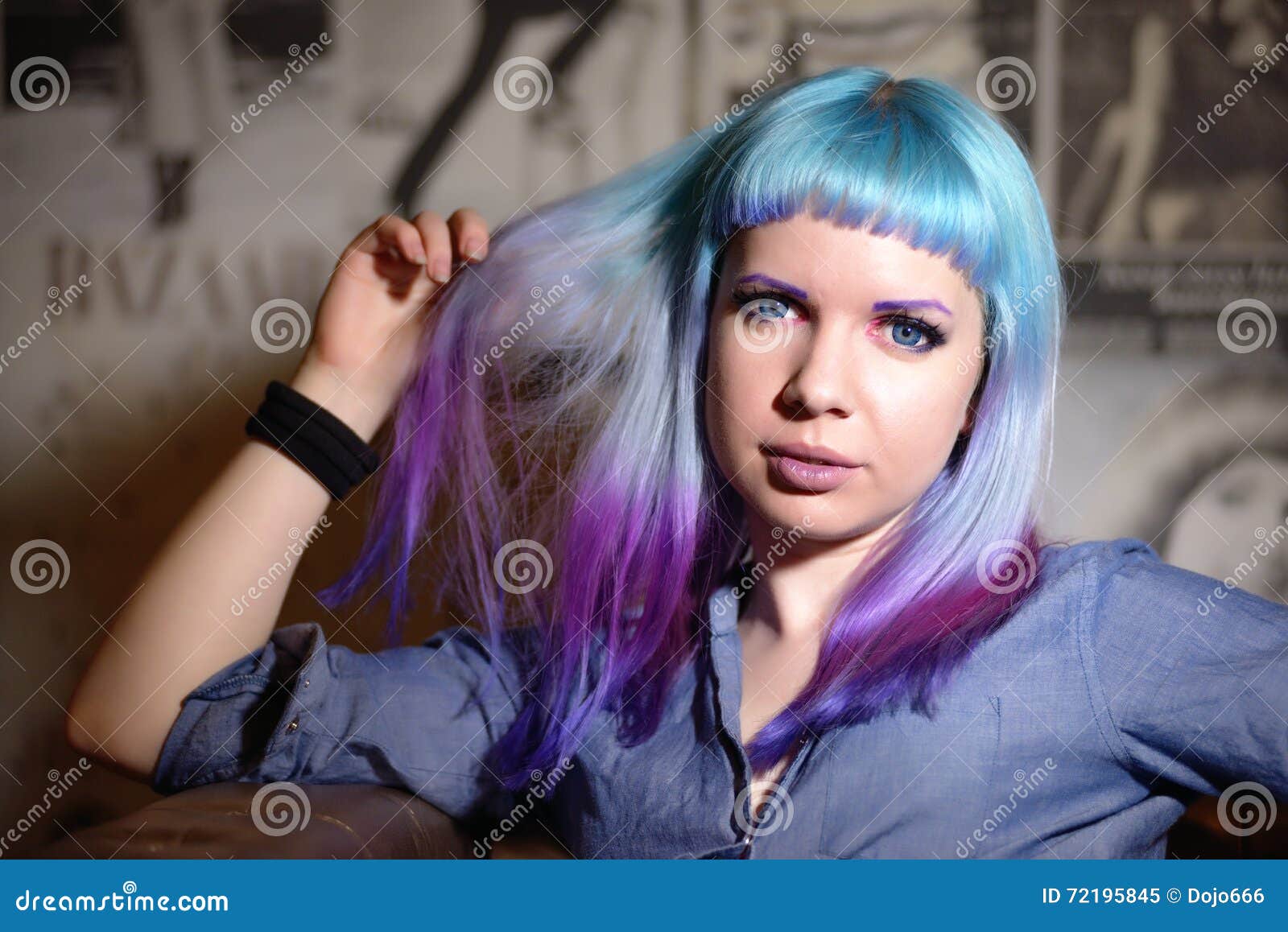Portrait of Young Beautiful Hipster Girl with Color Hair Stock Image ... Portrait of Young Beautiful Hipster Girl with Color Hair Stock Image ...