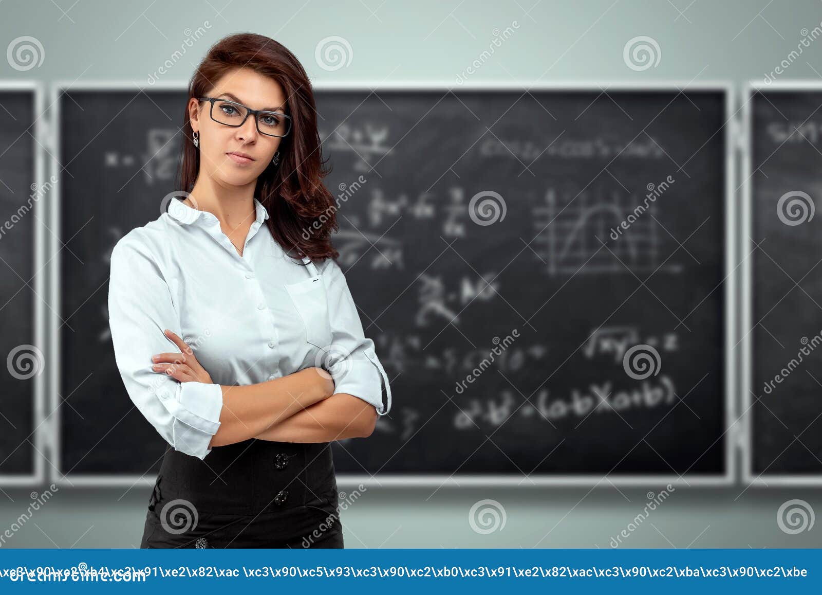 Portrait of a Young Beautiful Teacher on the Background of the School ...