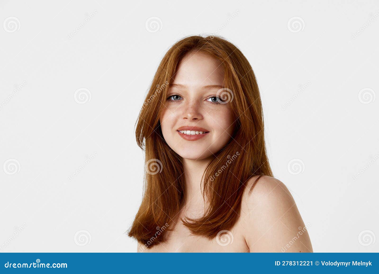 Portrait Of Young Beautiful Tender Redhead Girl With Well Kept Face