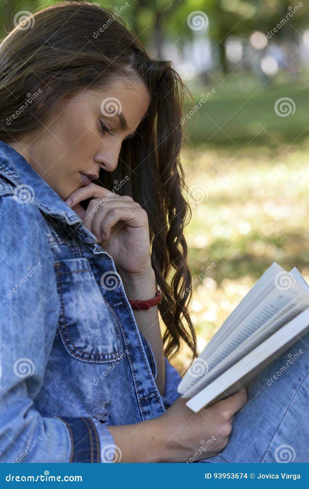 Portrait of a Young Beautiful Thoughtfully Reading a Book Stock Photo ...