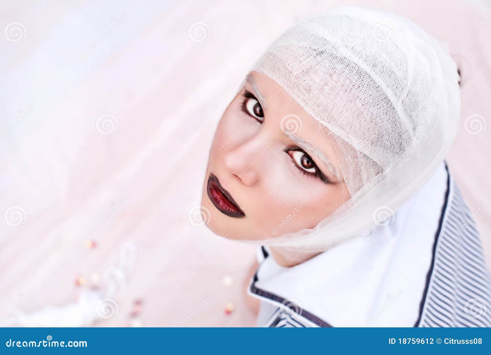 Portrait of Young Beautiful Woman in Bandage Stock Photo - Image of ... Portrait of Young Beautiful Woman in Bandage Stock Photo - Image of ...